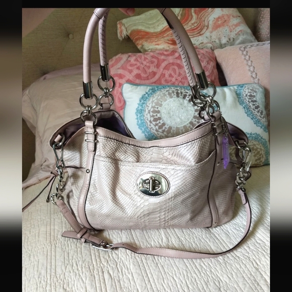 Coach | Bags | Coach Limited Edition Mauve Python Embossed Convertible ...